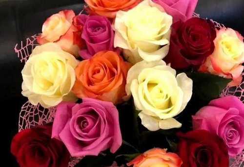 Букет из 15 ярких роз Цветы розы