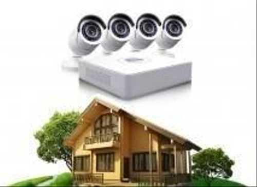 Комплект видеонаблюдения В частный дом на 4 камеры