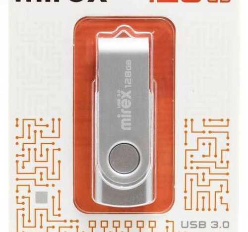 Флешка 128 гб USB 3.0 Mirex swivel silver