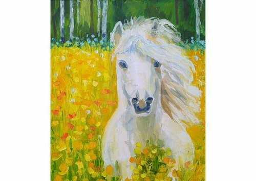 Картина Лошадь Белая Масло Холст 30 х 40