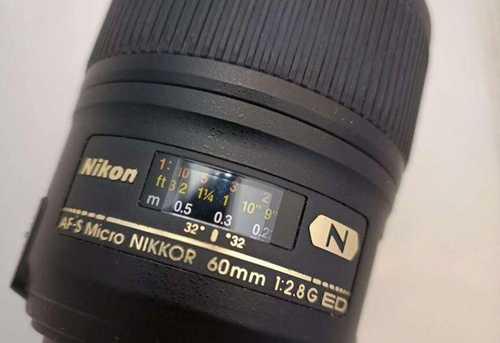 Объектив Nikon AF-S 60mm micro F 2,8 G б/у