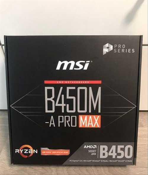 Материнская плата msi b450m-a pro max новая