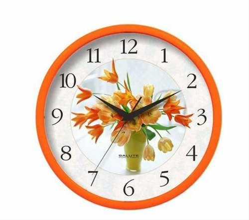 Часы настенные Салют Оранжевые тюльпаны 265мм круг