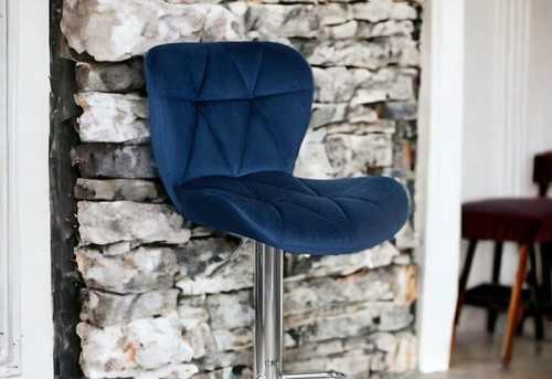 Барный стул велюровый Diamond синий
