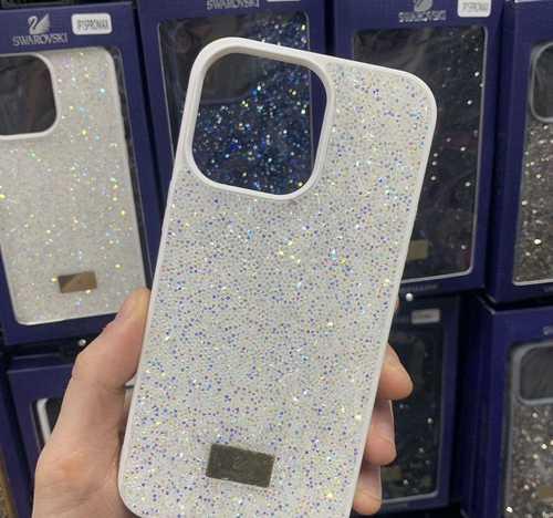 Чехол на iPhone Swarovski со стразами белый