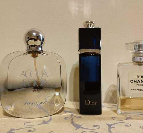 Acqua di gioia. Dior Addict. Chanel 5 Premier