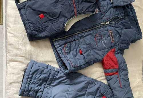 Зимние штаны на лямках и куртка 92 размер