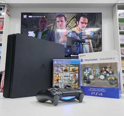 Sony PS4 Slim 2 геймпада 109 игр