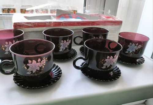 Чайные чашки набор из 6 штук с блюдцами