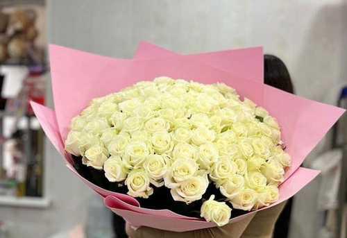 51 белая роза живые цветы розы букеты доставка