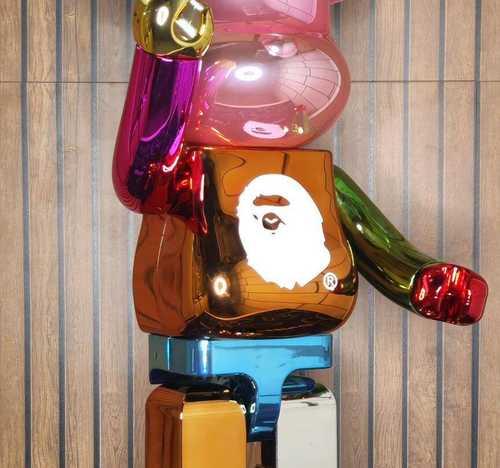 Фигура BearBrick Bathing Ape Chrome 1000