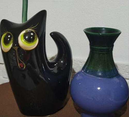 Ваза керамика и копилка Кошка
