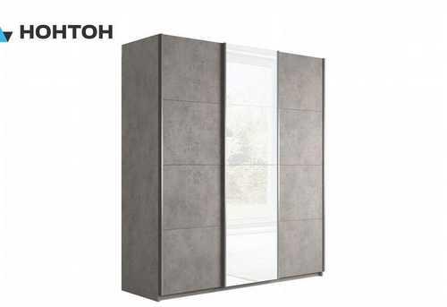 Шкаф-купе 3-х створчатый широкий Прайм бетон / бел