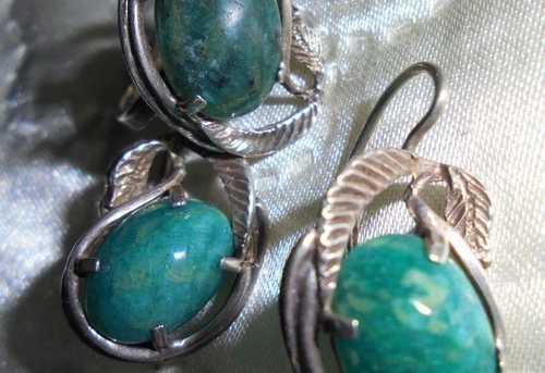 Винтажные серьги и кольцо серебро 916