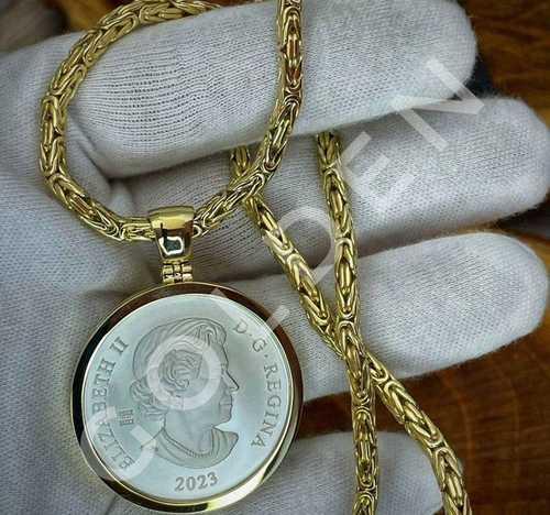 Золотой Кулон с Серебрянной монетой 15 г. 750
