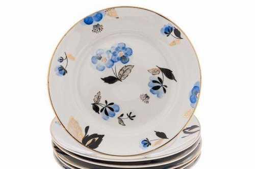 Набор тарелок "Синие цветы" на 6 персон, фарфор