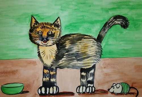 Детский рисунок мой питомец кошка