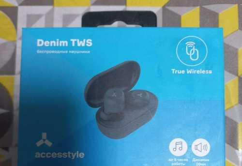 Беспроводные наушники Denim TWS accesstyle синие