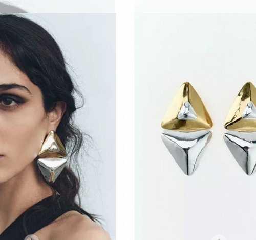 Серьги комбинированные-геометрические Zara