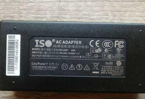 KPA-040F 12V 3.33A 40W ISO AC адаптер питания CWT