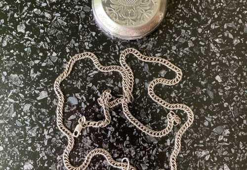 Серебряная цепь с крестом/часы карманные винтажные