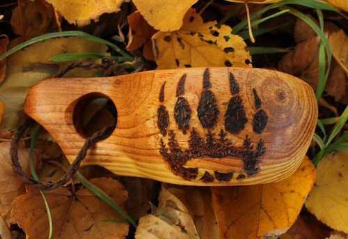 Кружка кукса из дерева с пирографией "Хозяин тайги