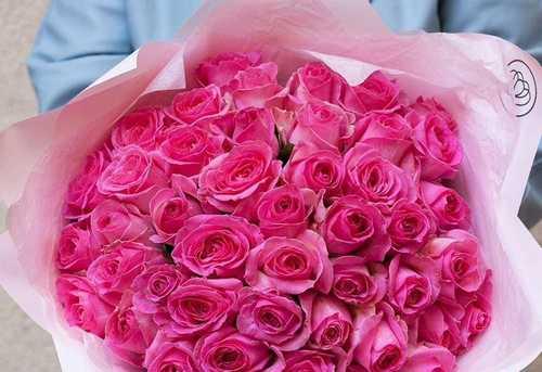 Букет из 45 розовых роз 35-40 см (Россия)