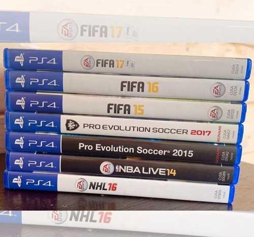 PS4 7 дисков FIFA, PES, NBA, NHL