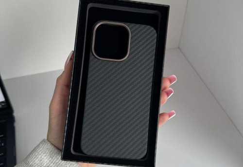 Чехол для iPhone 14 Pro черный magsafe карбон