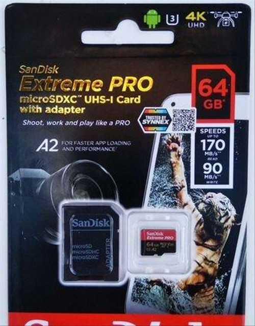 Карта памяти MicroSD SanDisk Extreme Pro 64 Gb