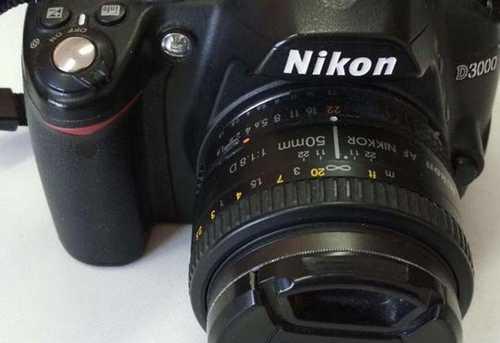 Фотоаппарат Nikon d3000, объектив Nikon af 50/1.8d