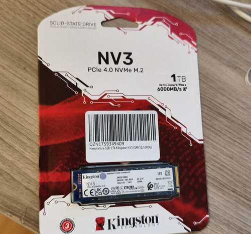 Ssd kingston nv3 1tb pci 4,0 nvme