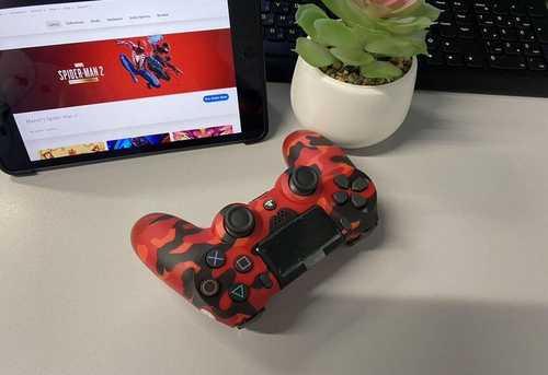Джойстик геймпад PS4 красный камуфляж