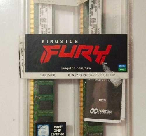 Оперативная память ddr4 8gb x 2 kingston fury