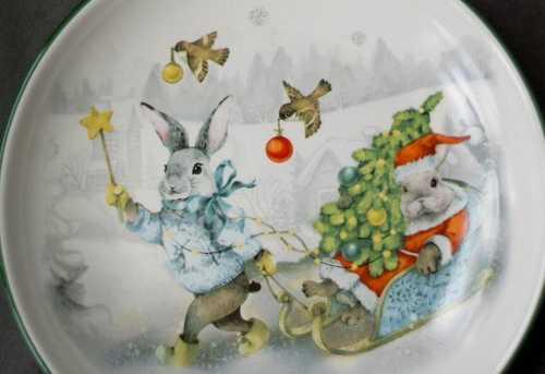 Новогодняя посуда тарелки Заяц Кролик Новый год