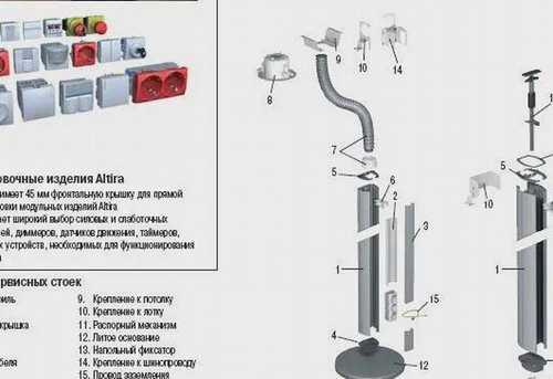 Стойка 2,45м для розеток (колонна) и розетки