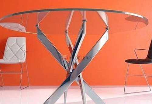 Стол обеденный Kenner R1000 хром/стекло прозрачное