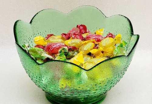 Салатник, конфетница, зеленое стекло (#1432)