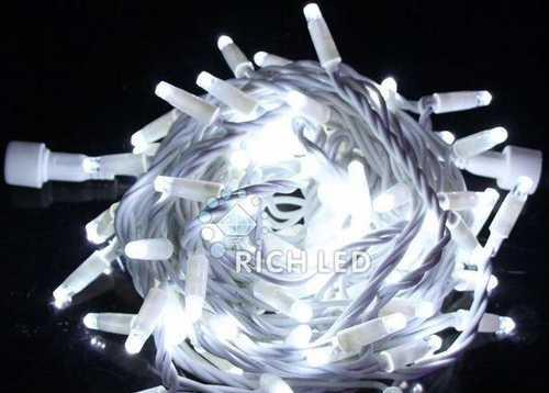 Светодиодная гирлянда 10 м, 100 LED, белый резинов