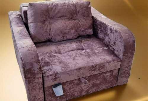 Кресло-кровать с подлокотниками велюр пудра