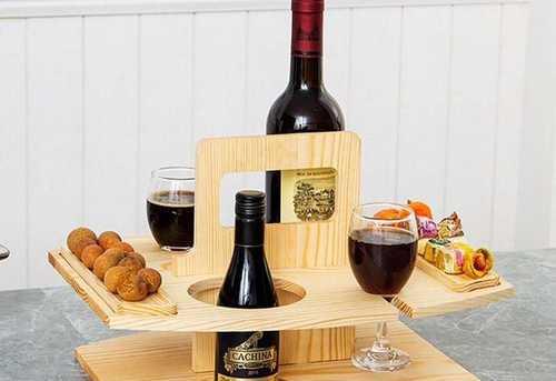 Деревянный винный столик для вина и сыра