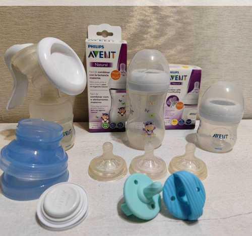 Бутылочки philips avent и ручной молокоотсос avent