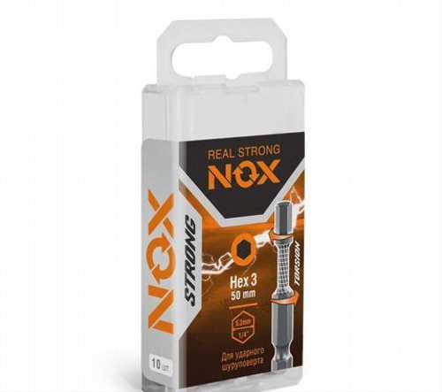 Бита torsion E 6.3 hex3-50, 10шт/уп NOX strong