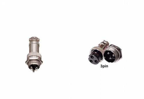 Авиационный разъем GX16 штекер+гнездо (пара) 3pin