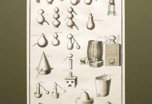 Антикварная гравюра 18 век «Химия» - 5