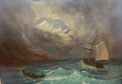 Картина «бурное море» по мотивам Айвазовского