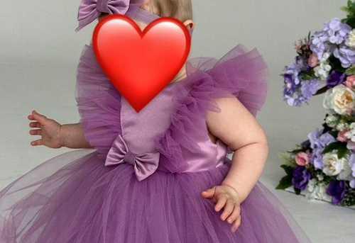 Пышное фиолетовое платье на девочку 80