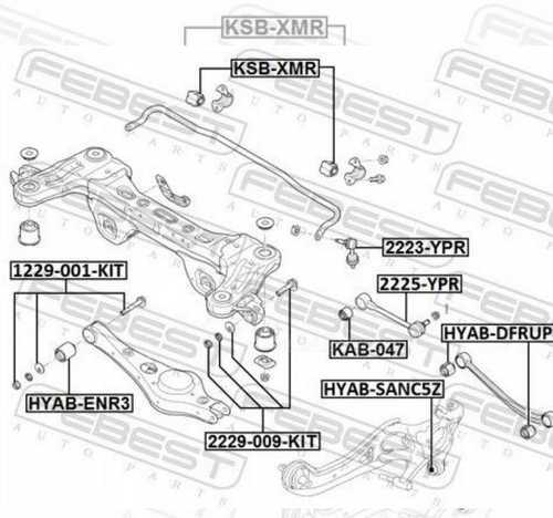 Febest 2225-YPR Тяга поперечная с шаровой зад прав/лев