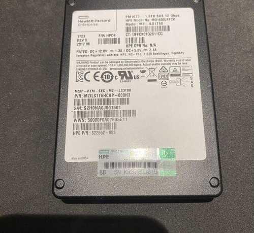 Серверный SSD SAS HP 1,6Tb 12 Gb/s 2,5"