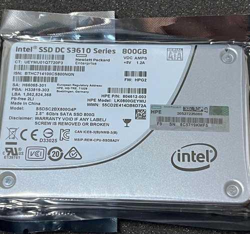 Диски ssd intel dc s3610 800gb HPE